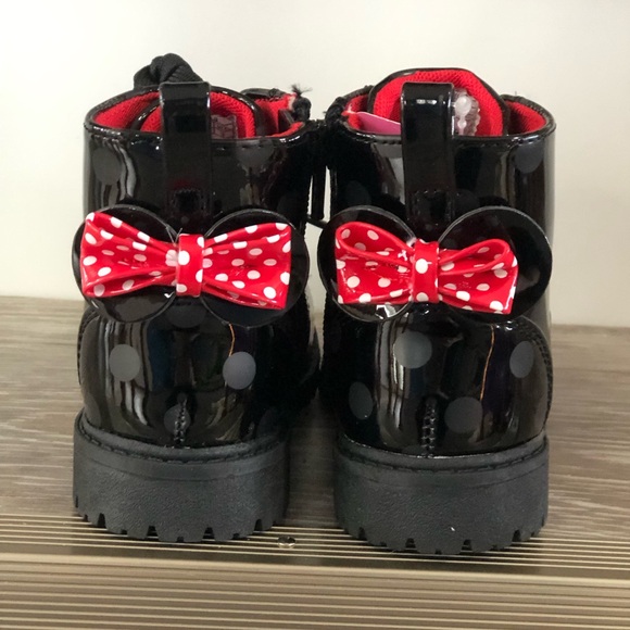 Disney | Shoes | Disney Black Polka Dot Boots With Red Minnie Mouse Bow ...